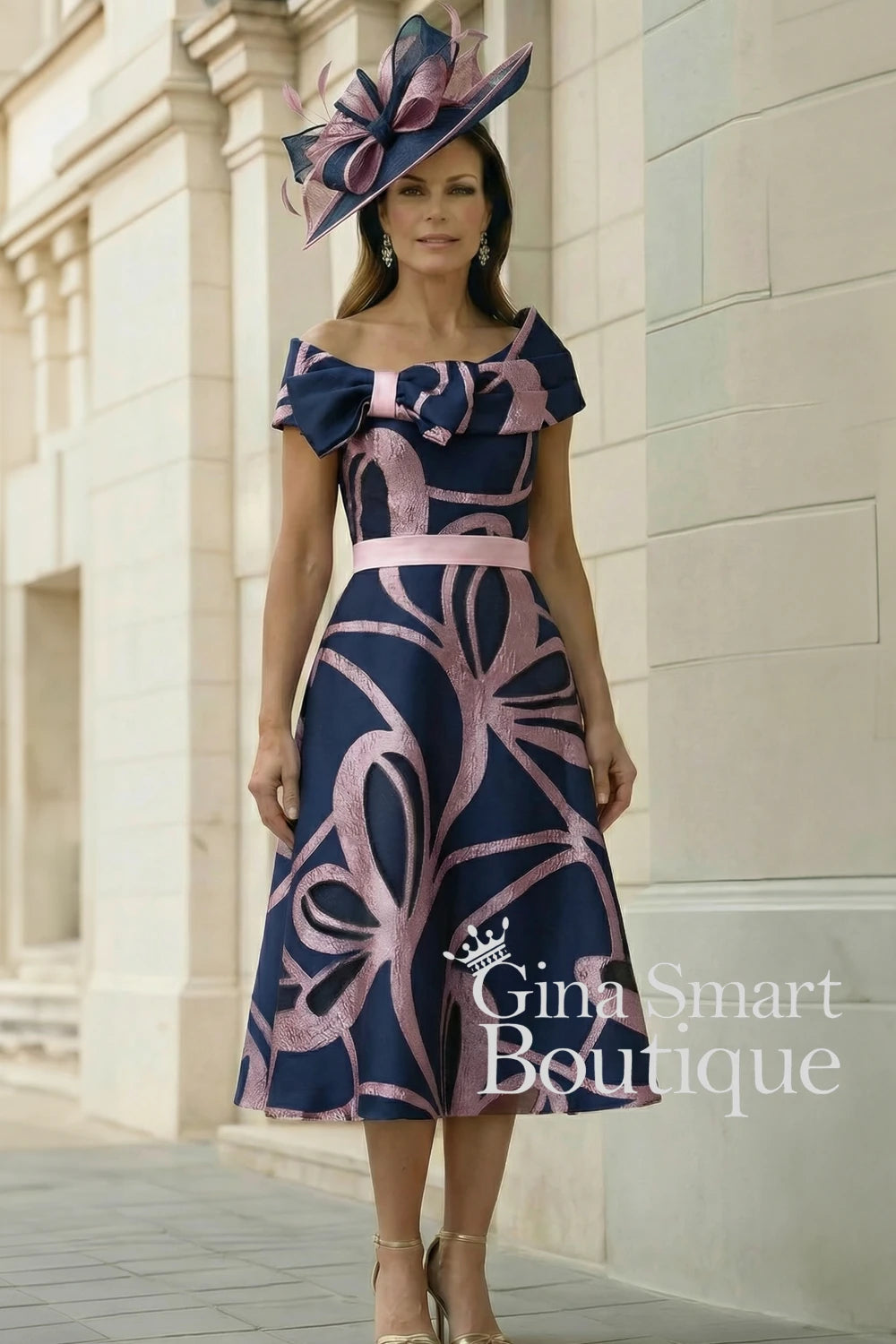 Gabriela Sanchez 5508 Marino/Rosa Dress – ginasmartboutique